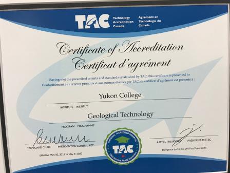 Technology Accreditation Canada accredits Yukon College's Geological ...